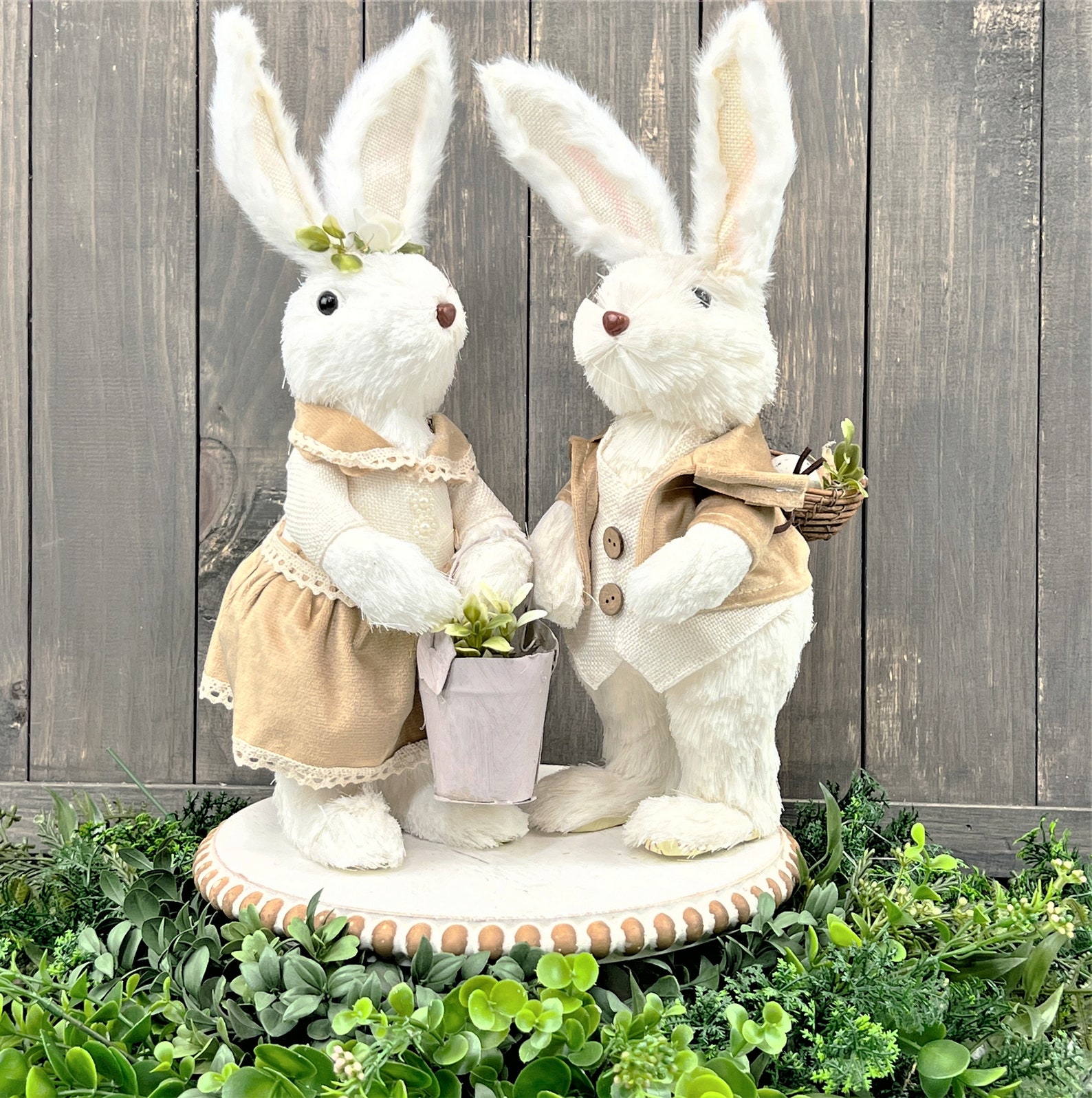 Sisal Easter Bunny White Bunny With Eggs White Bunny With - Etsy