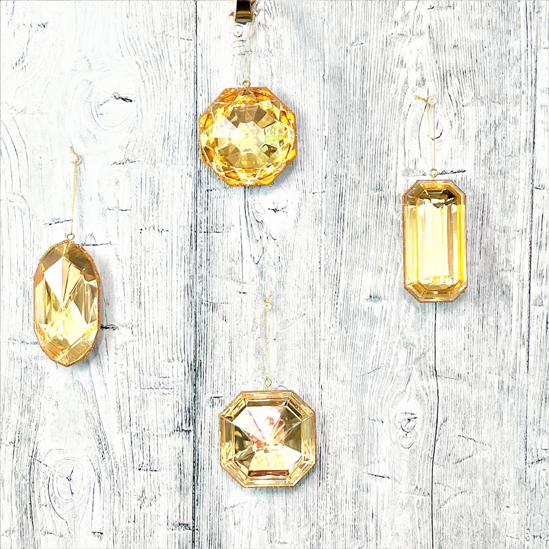 Jewel Ornament Set, Gold Jewel Ornaments, Gem Ornaments, Acrylic Jewel ...
