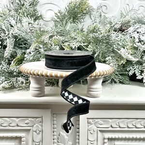 Velvet Harlequin Ribbon, Nancy Brown Harlequin Ribbon, Two Sided Velvet ...