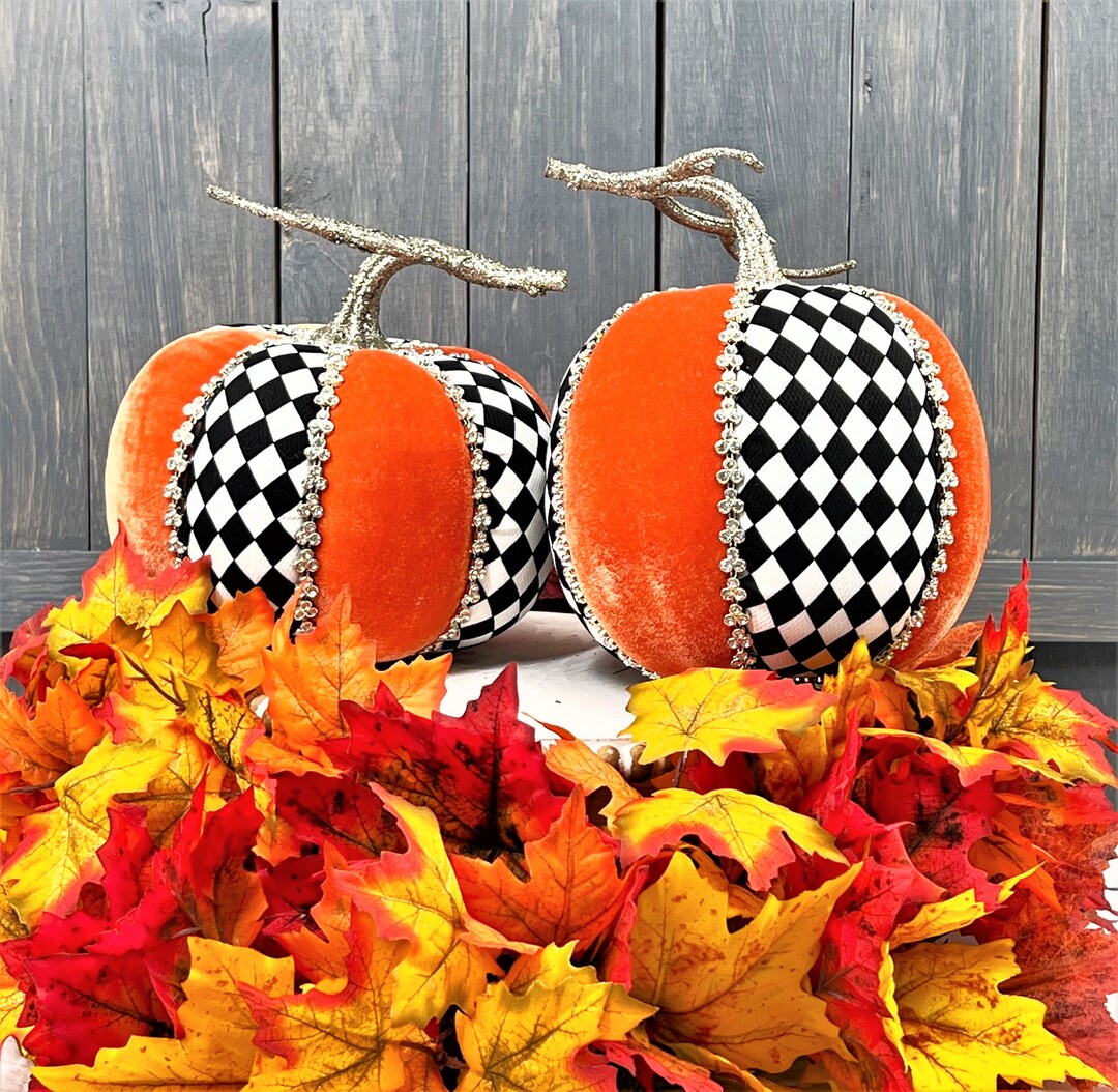 Mark Roberts Harlequin Velvet Pumpkin: Glam Rhinestone Decor - Etsy
