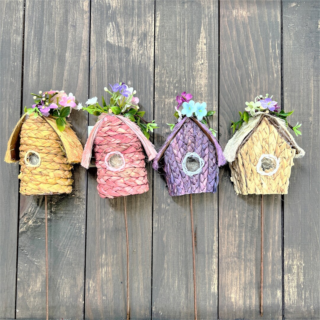Spring Birdhouse Pick, Spring Floral Pick, Spring Decor, Easter Bird ...