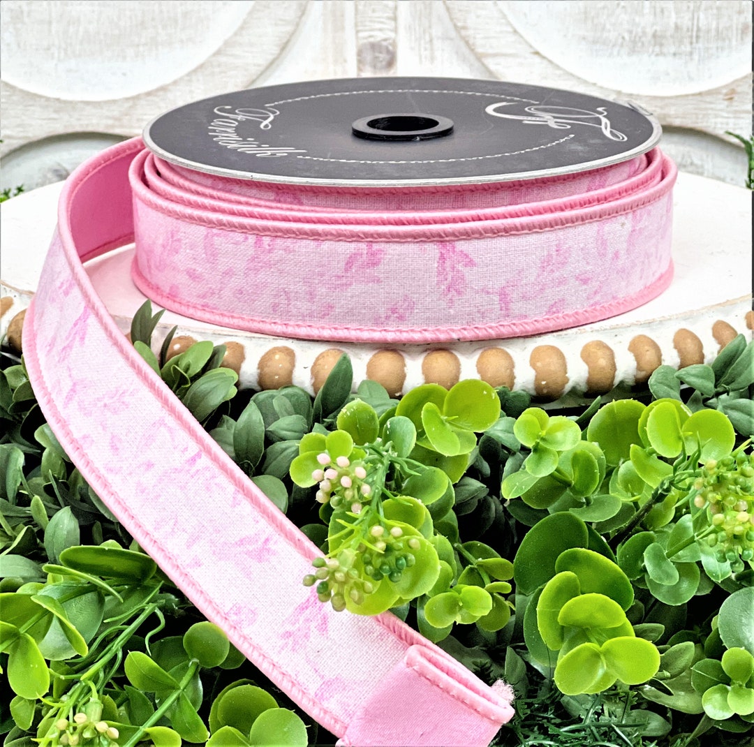 Pink Floral Ribbon Wired Pink Ribbon Pink Rose Ribbon 1 - Etsy