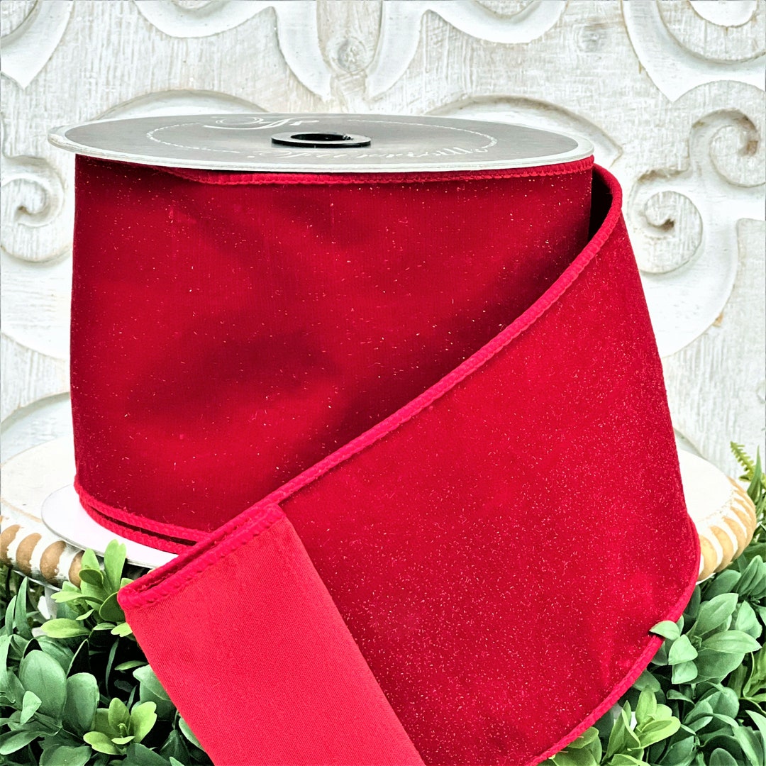 4 Inch Red Velvet Ribbon, Diamond Dust Velvet Ribbon, Patriotic Ribbon ...