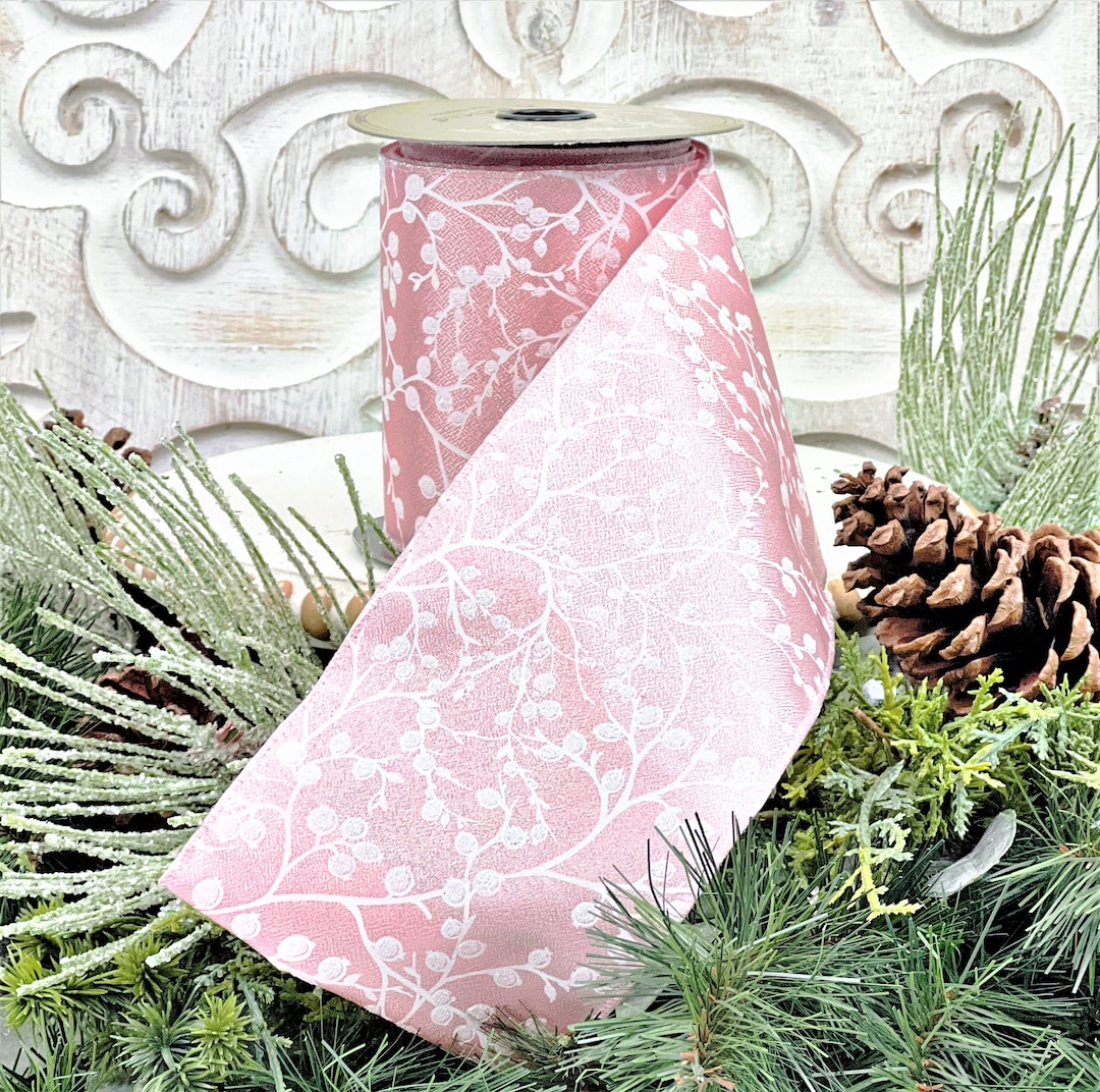 Pink Glitter Ribbon, Matte Foil Glitter Ribbon, Winter Berry Ribbon ...