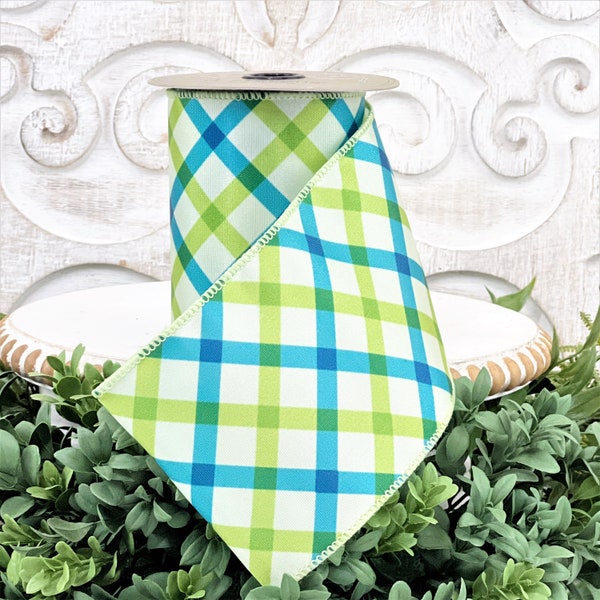 Green Plaid Ribbon - Etsy