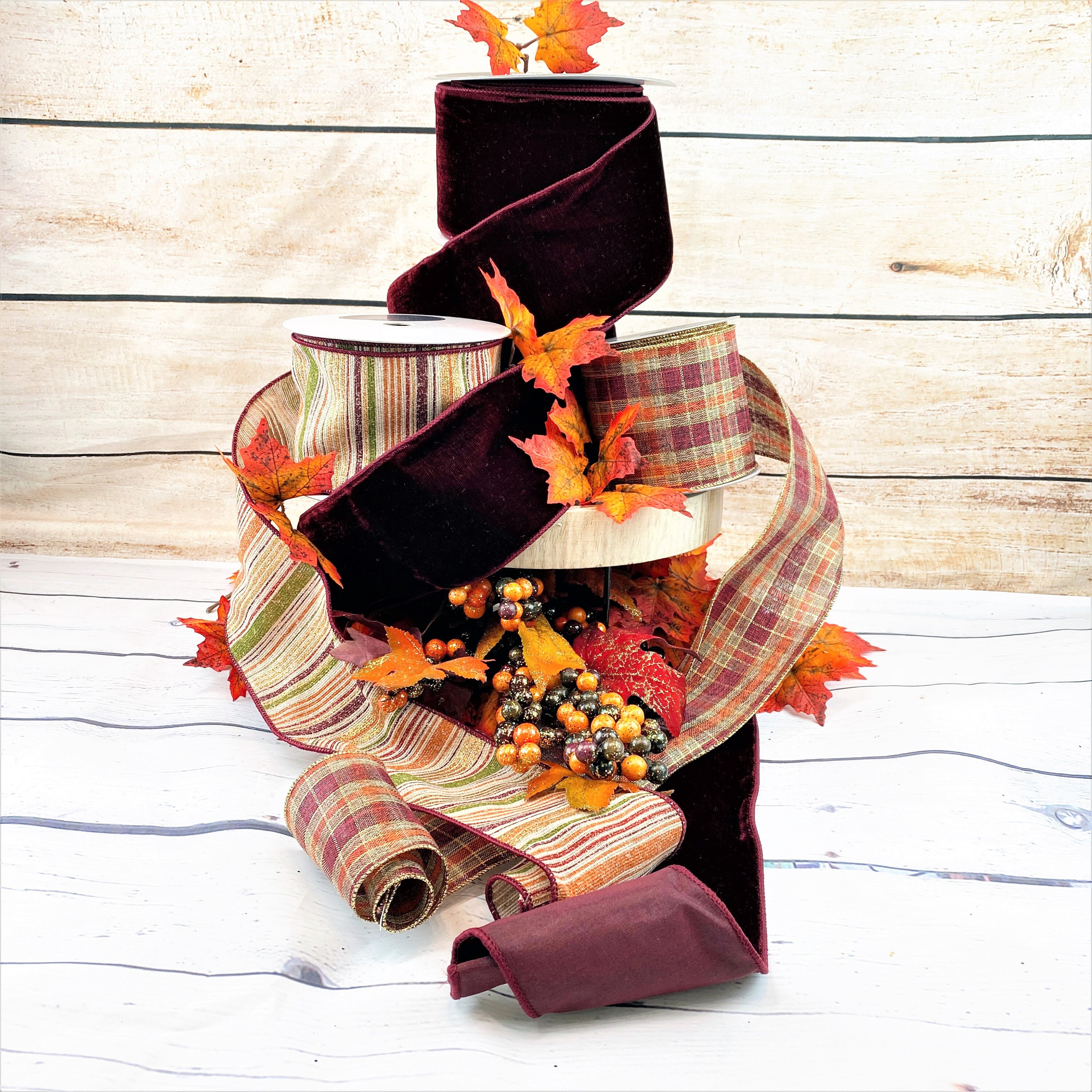 Fall Plaid Ribbon Burgundy Plaid Ribbon Orange Ribbon - Etsy