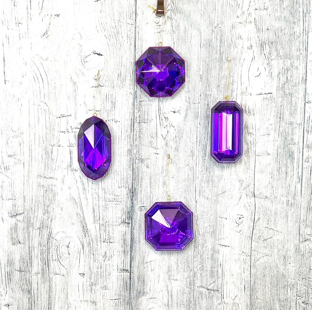 Jewel Ornament Set, Purple Jewel Ornaments, Gem Ornaments, Wreath ...