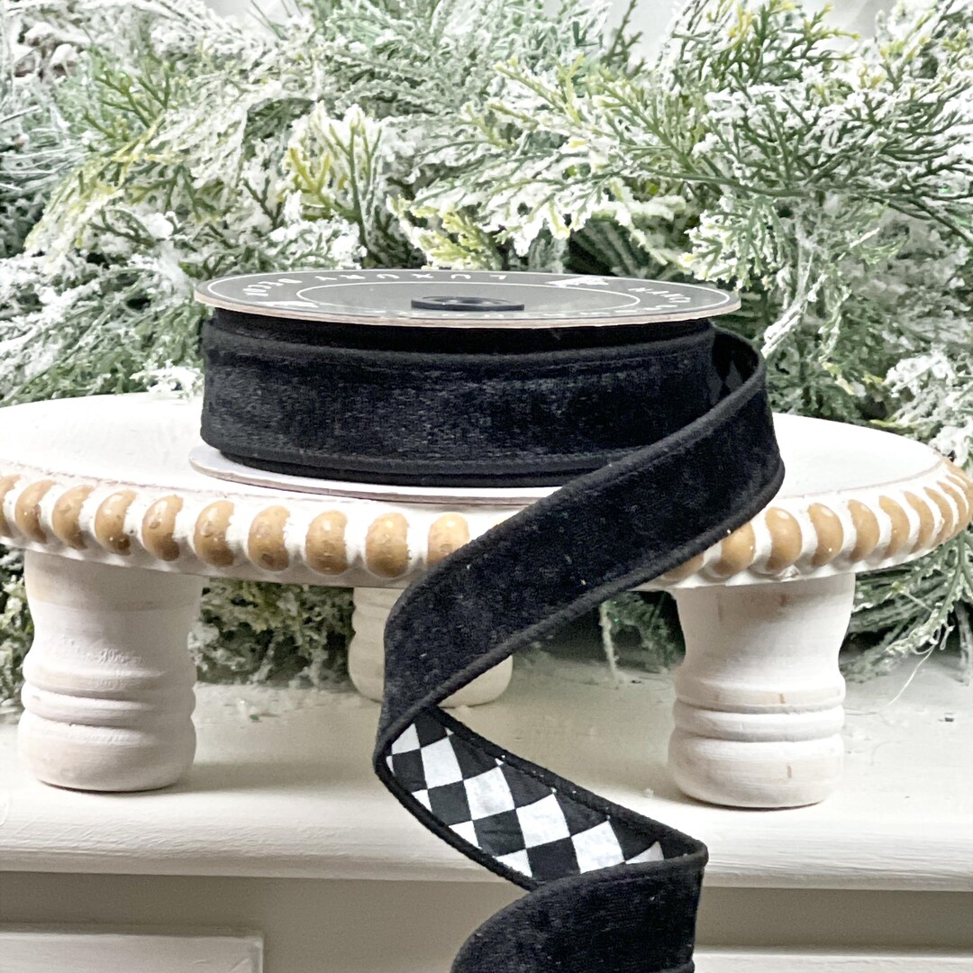 Velvet Harlequin Ribbon, Nancy Brown Harlequin Ribbon, Two Sided Velvet ...