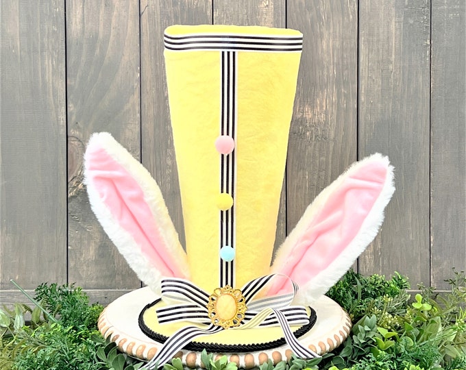 Velvet and Stripe Bunny Ear Hat, Bunny Ear Wreath Attachment, Bunny Hat ...