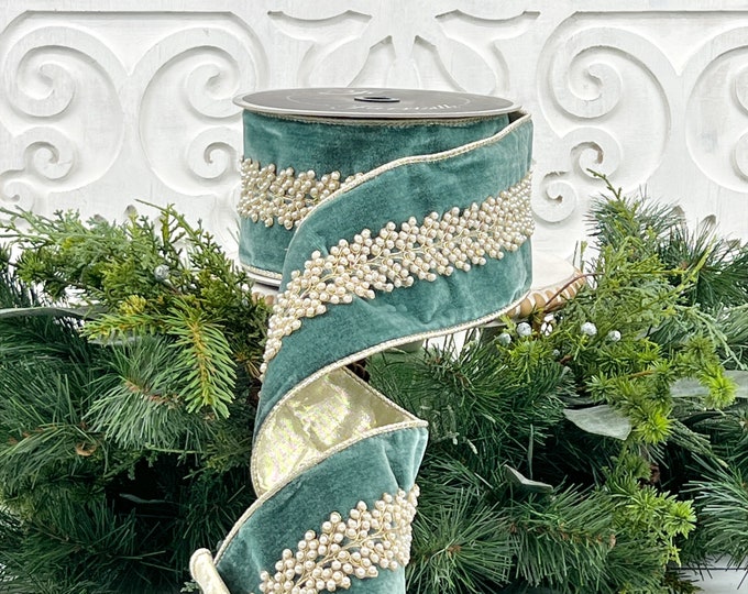 Jeweled Velvet Ribbon, Celadon Velvet Ribbon, Blue Velvet Ribbon ...