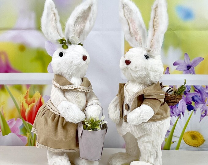 Sisal Easter Bunny, White Bunny With Eggs, White Bunny With Flowers ...