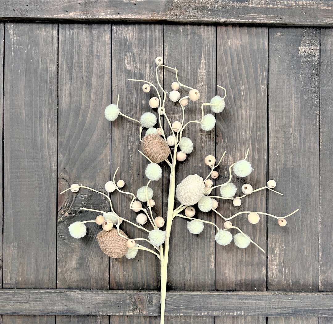 Easter Egg Spray, 23" Burlap Egg and Wood Bead Spray, Boho Easter Decor ...