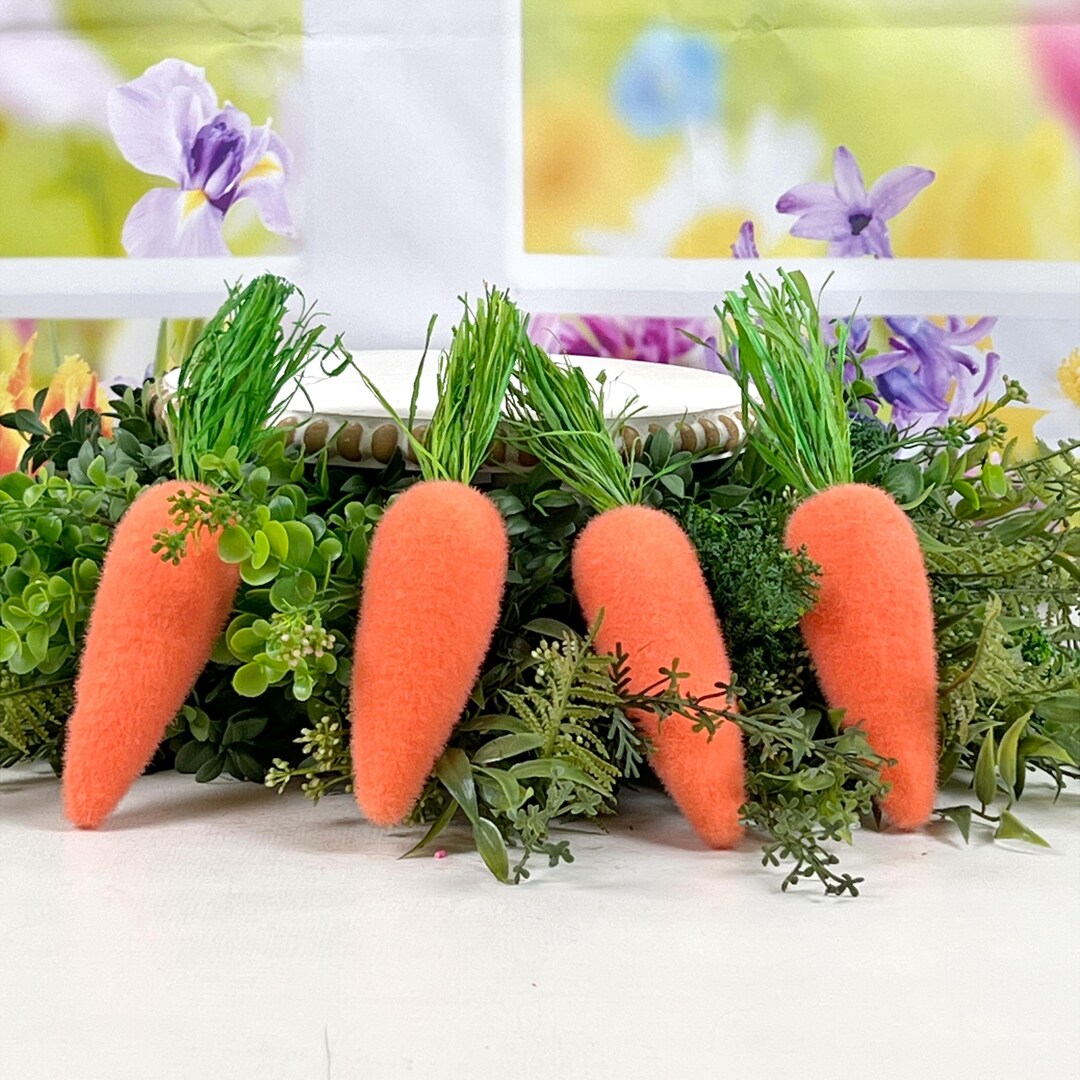 Set of 4- Flocked Carrots, Easter Carrot Decor, Farmhouse Spring ...
