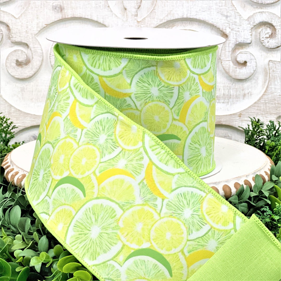 Farrisilk Mixed Citrus Ribbon, 4 Inch Summer Fruit Ribbon, Lime and ...