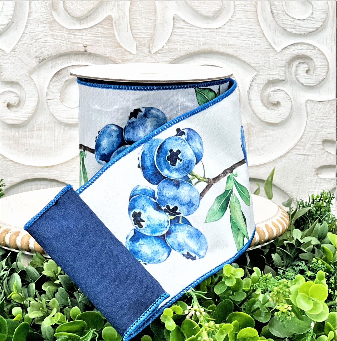 Blueberry Ribbon, Blue and White Ribbon, Two Sided Blueberry Ribbon ...