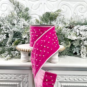 Nancy Brown's Designer Hot Pink Velvet Ribbon Adorned With Luxurious ...