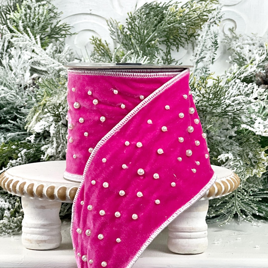 Nancy Brown's Designer Hot Pink Velvet Ribbon Adorned With Luxurious ...