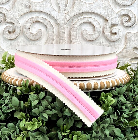 Pink and White Wired Ribbon 1.5 Inch Pink and White Candy - Etsy