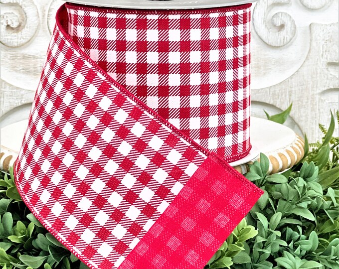 Red and White Check Ribbon, Gingham Ribbon, Farrisilk Picnic Check ...