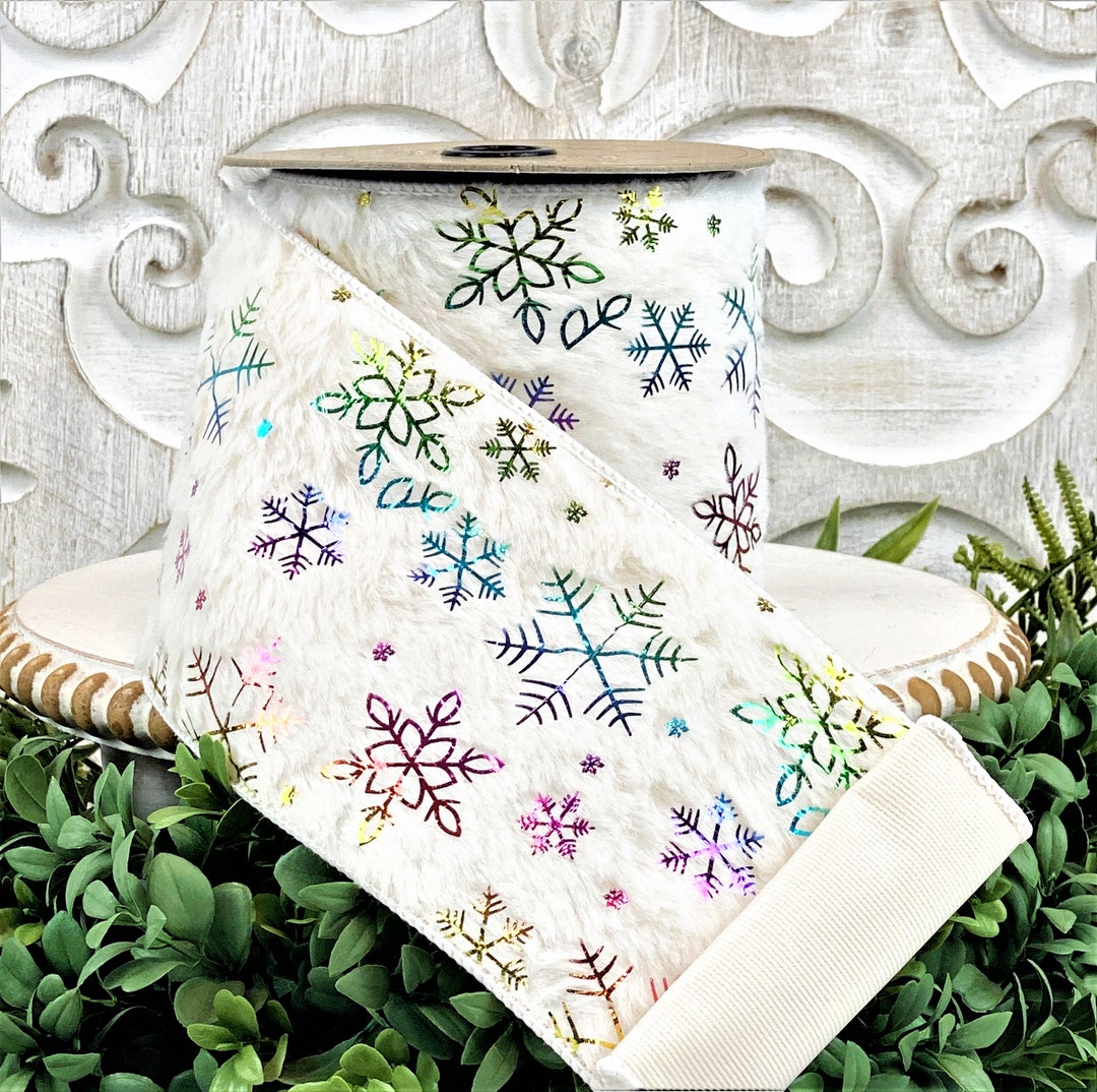 Faux Fur Snowflake Ribbon: Iridescent Christmas Decor, D Stevens Ribbon ...