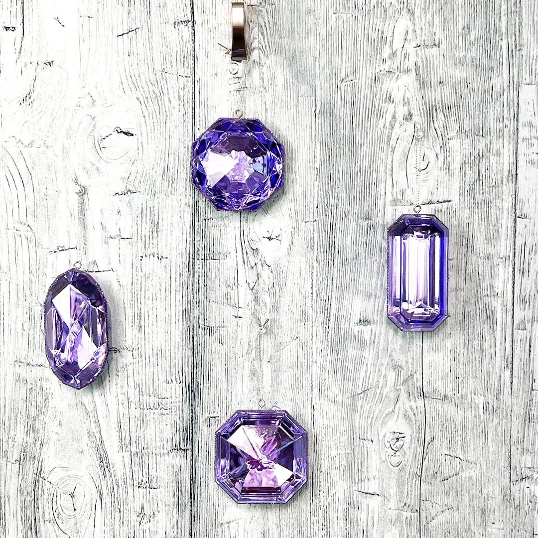 Jewel Ornament Set, Purple Jewel Ornaments, Gem Ornaments, Acrylic ...