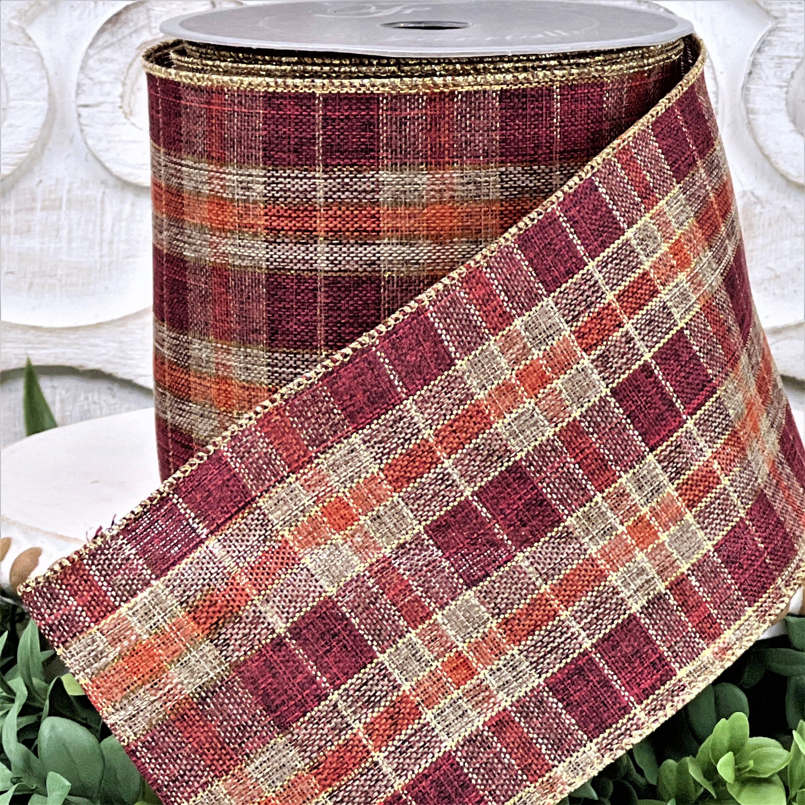 Fall Plaid Ribbon Burgundy Plaid Ribbon Orange Ribbon - Etsy