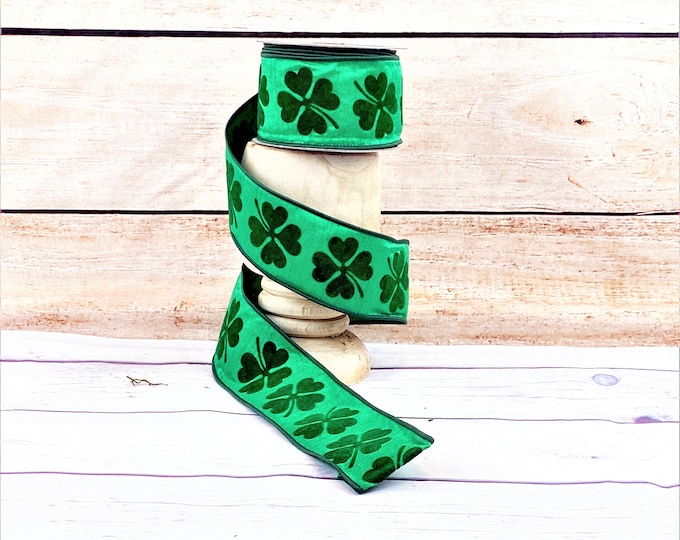 Shamrock Ribbon, St Patrick's Day Ribbon, Clover Ribbon, Green Designer ...