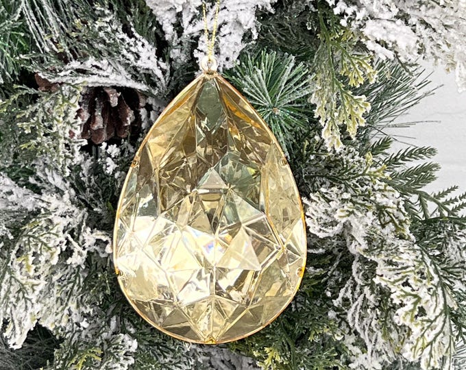 6" Gold Acrylic Teardrop Jewel Ornament, Large Jewel Ornament, Acrylic ...