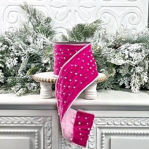 Nancy Brown's Designer Hot Pink Velvet Ribbon Adorned With Luxurious ...