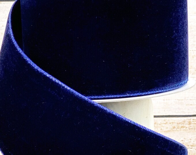 Navy Blue Velvet Ribbon, 4 Inch Velvet Ribbon, Two Sided Velvet Ribbon ...
