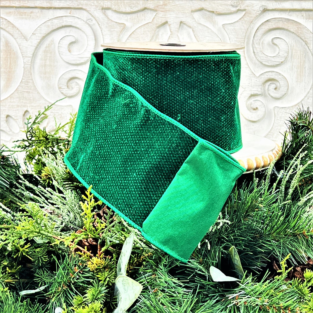 D Stevens Green Velvet Ribbon, Emerald Green Ribbon, Velvet Dot Ribbon ...