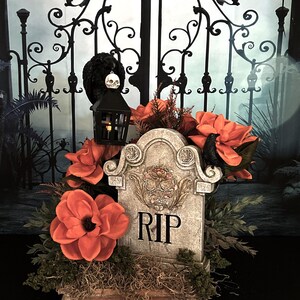 XL Lighted Gothic Halloween Graveyard Centerpiece - Tombstone Table ...
