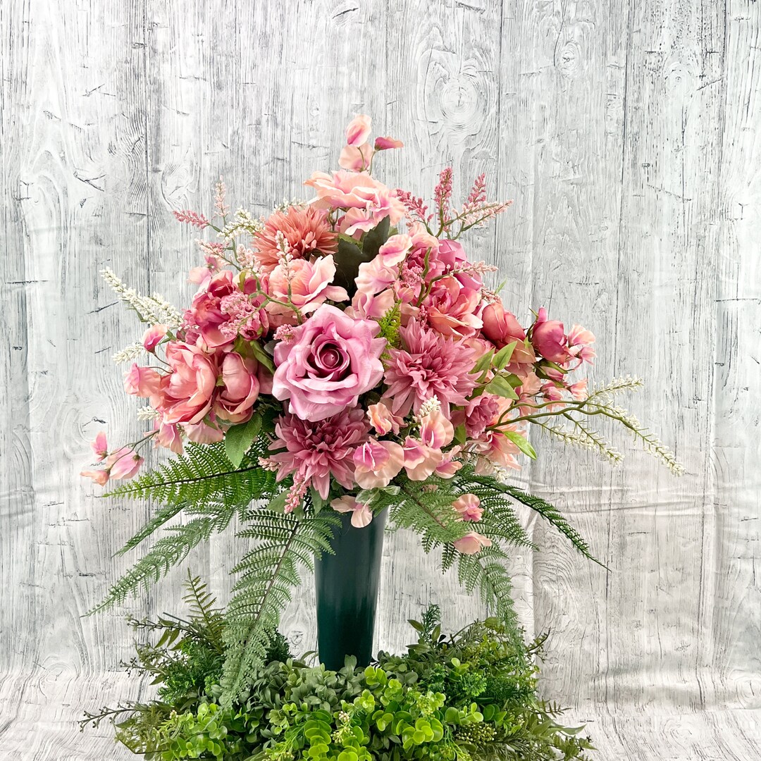 360 View Spring Floral Arrangement, Cemetery Flowers, Cemetery Vase ...