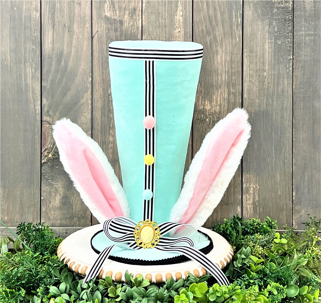 Velvet and Stripe Bunny Ear Hat, Bunny Ear Wreath Attachment, Bunny Hat ...