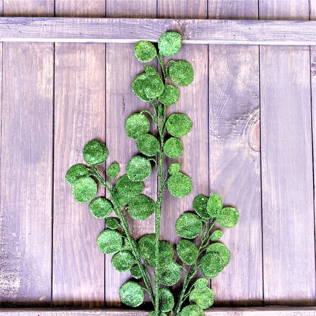 Green Lunaria Leaf Spray,glitter Lunaria Leaf Spray, Lunaria Leaf Stem ...