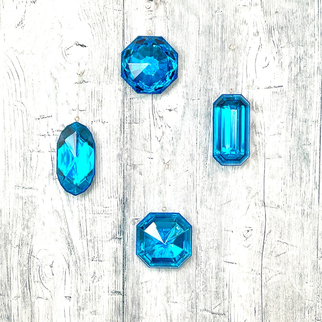 Jewel Ornament Set, Blue Jewel Ornaments, Gem Ornaments, Acrylic Jewel ...