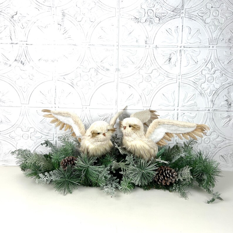 Flying Snow Owl Ornament, Realistic White Christmas Tree Topper ...
