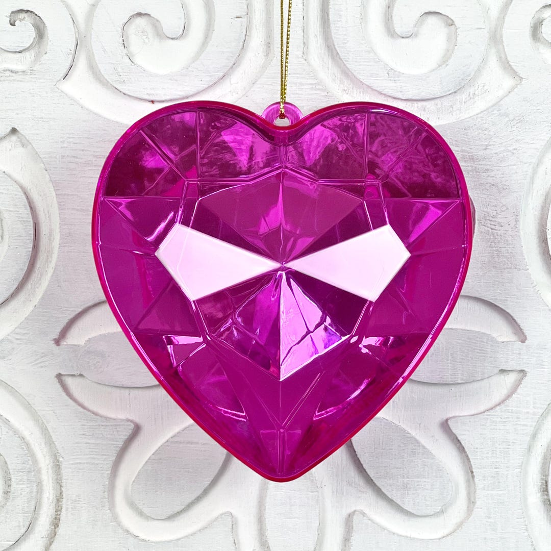 Farrisilk Pink Heart Jewel Ornament - Luxurious 6" Acrylic Heart ...