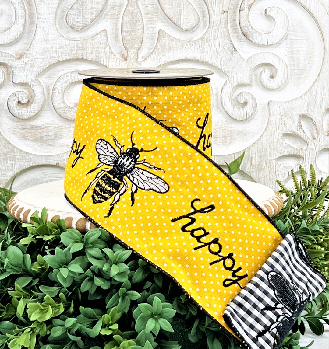 Bee Ribbon, D Stevens Ribbon, Polka Dot Ribbon, Spring Decor, Wired Bee ...