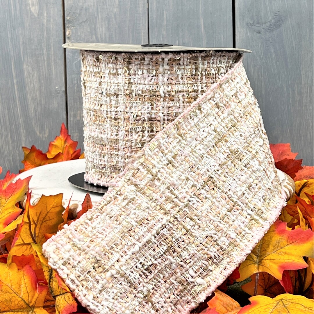 D Stevens Fall Ribbon, Peach and Gold Ribbon, Fall Boucle Ribbon ...