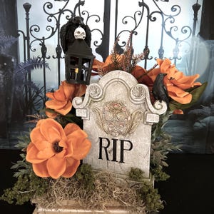 XL Lighted Gothic Halloween Graveyard Centerpiece - Tombstone Table ...