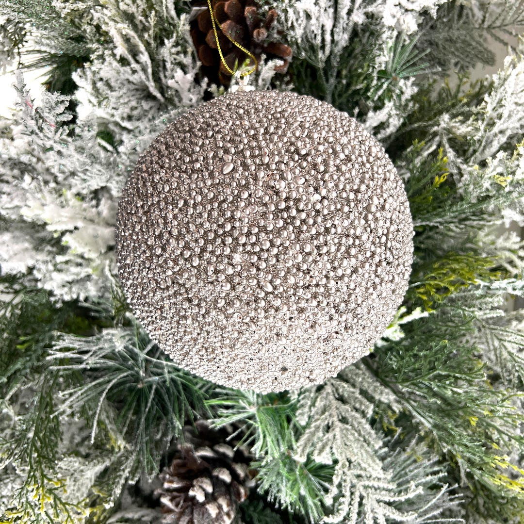 Champagne Beaded Ball Ornament: Metallic Glitter Holiday Decor - Etsy ...