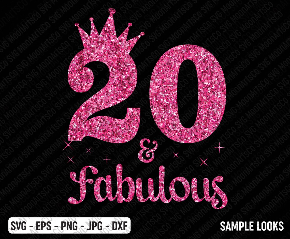 20 and Fabulous Birthday SVG Twentyth Birthday Svg 20 Years | Etsy