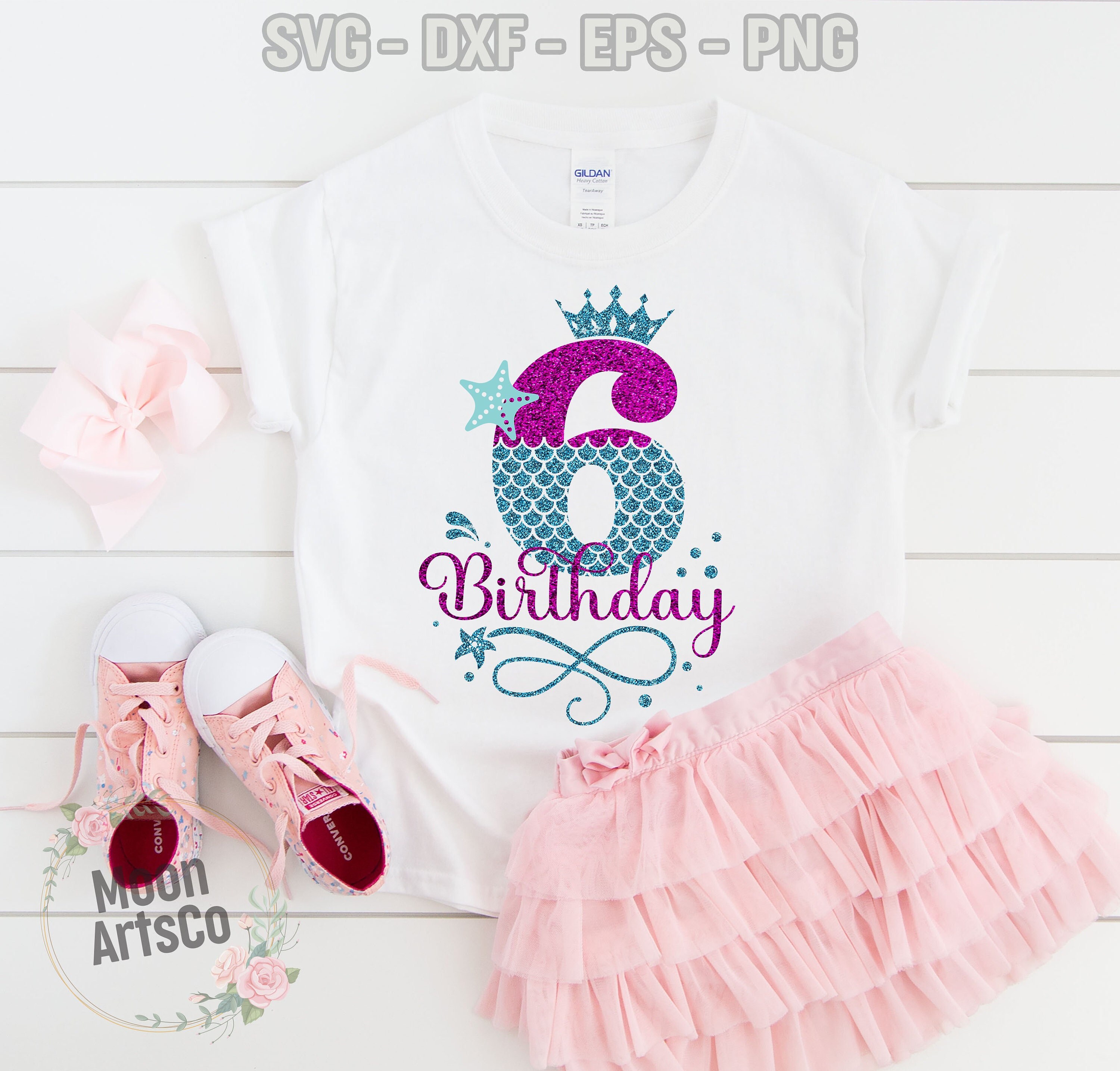 Mermaid Birthday SVG 6 Mermaid Birthday Girl Svg 6th Year - Etsy