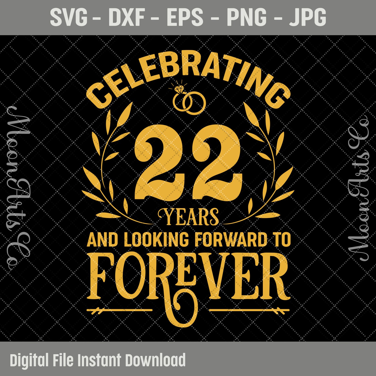 Celebrating 22 Years Wedding Anniversary SVG 22nd Marriage Etsy