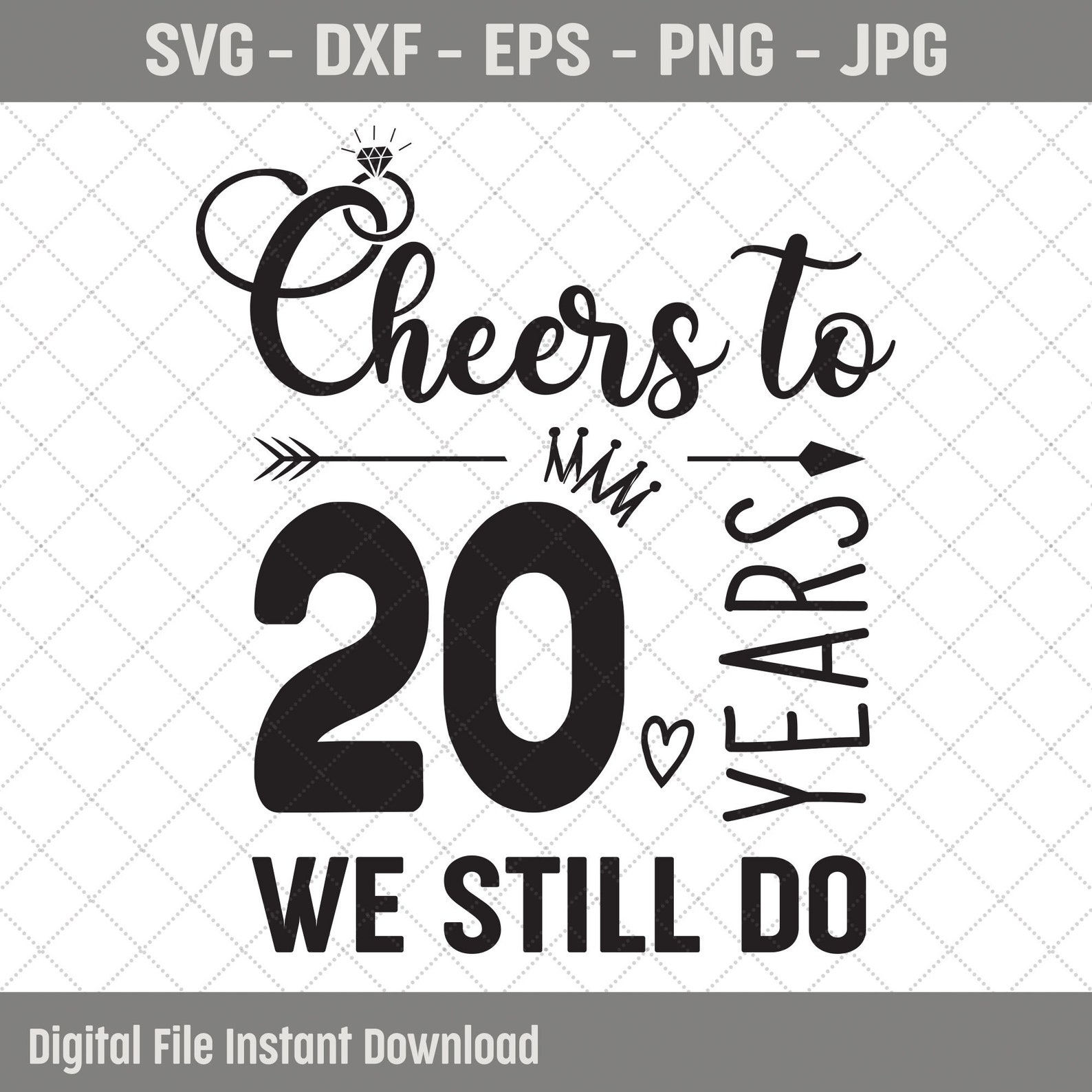 Cheers to 20 Years SVG Married 20 Years Ago 20th Wedding - Etsy