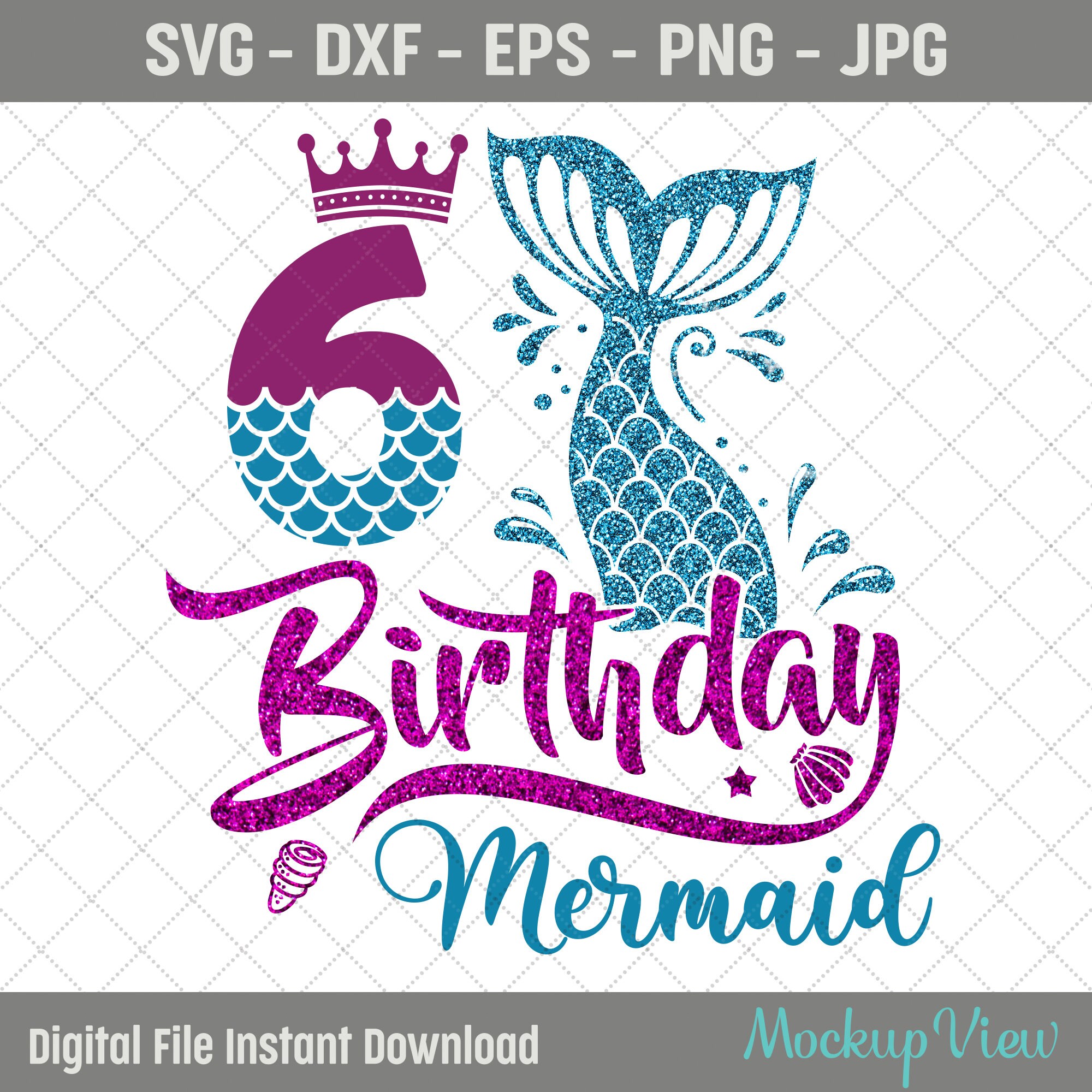 6 Years Old Birthday Mermaid SVG 6th Birthday Mermaid Svg - Etsy