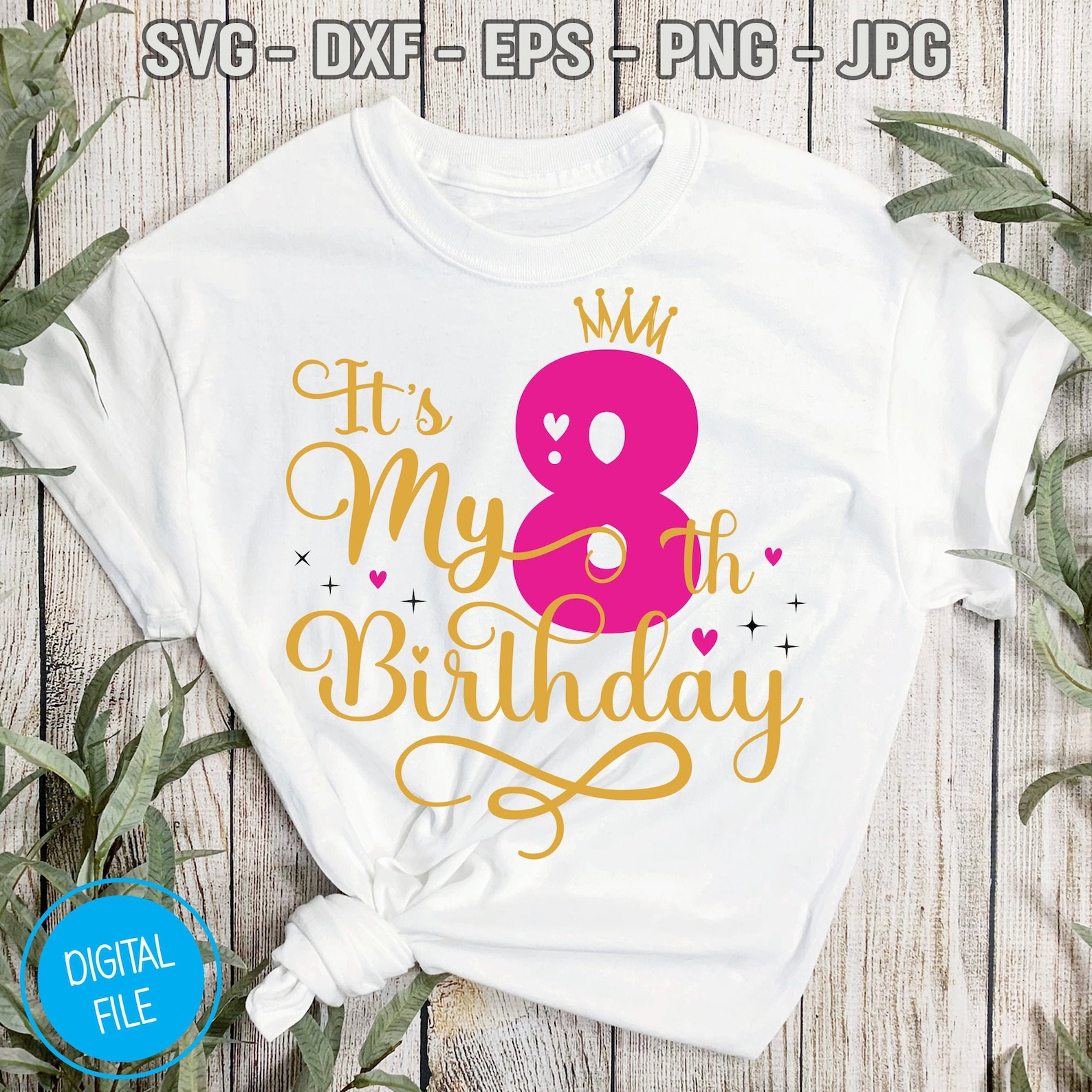 It's My 8th Birthday SVG Eight Years Old Birthday Girl - Etsy Australia