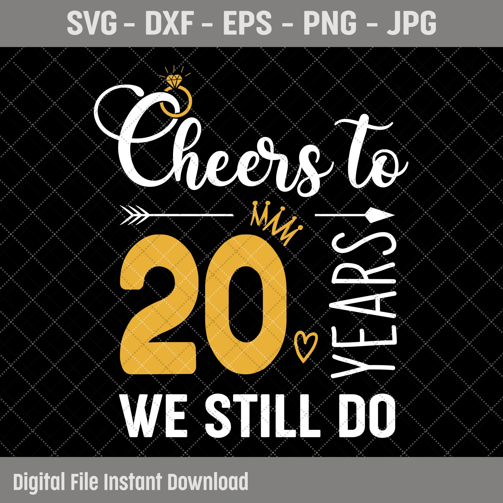 Cheers to 20 Years SVG Married 20 Years Ago 20th Wedding - Etsy