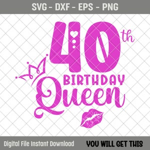 40th Birthday Queen SVG, 40th Birthday Girl Svg, It's My 40th Birthday, 40 Years Old Birthday ...